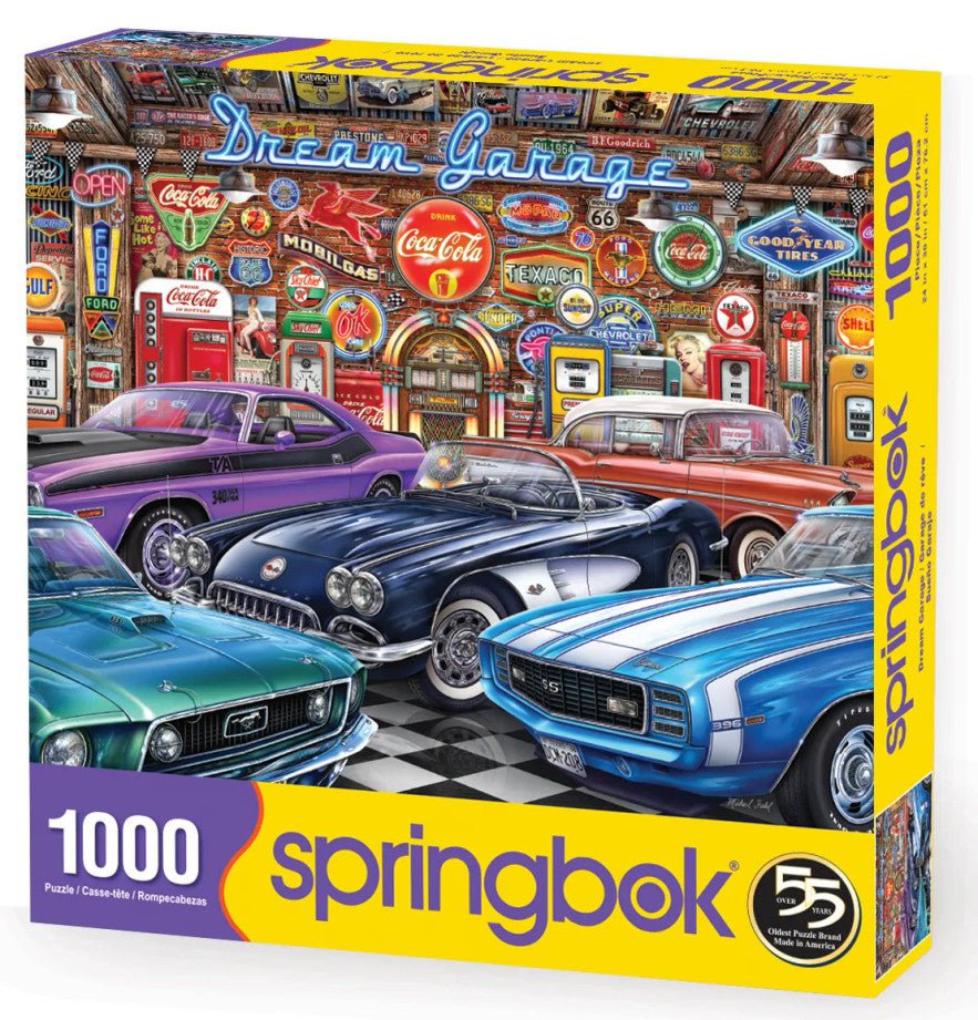 Dream Garage 1000 Piece Jigsaw Puzzle - Classic Cars Galore – The ...
